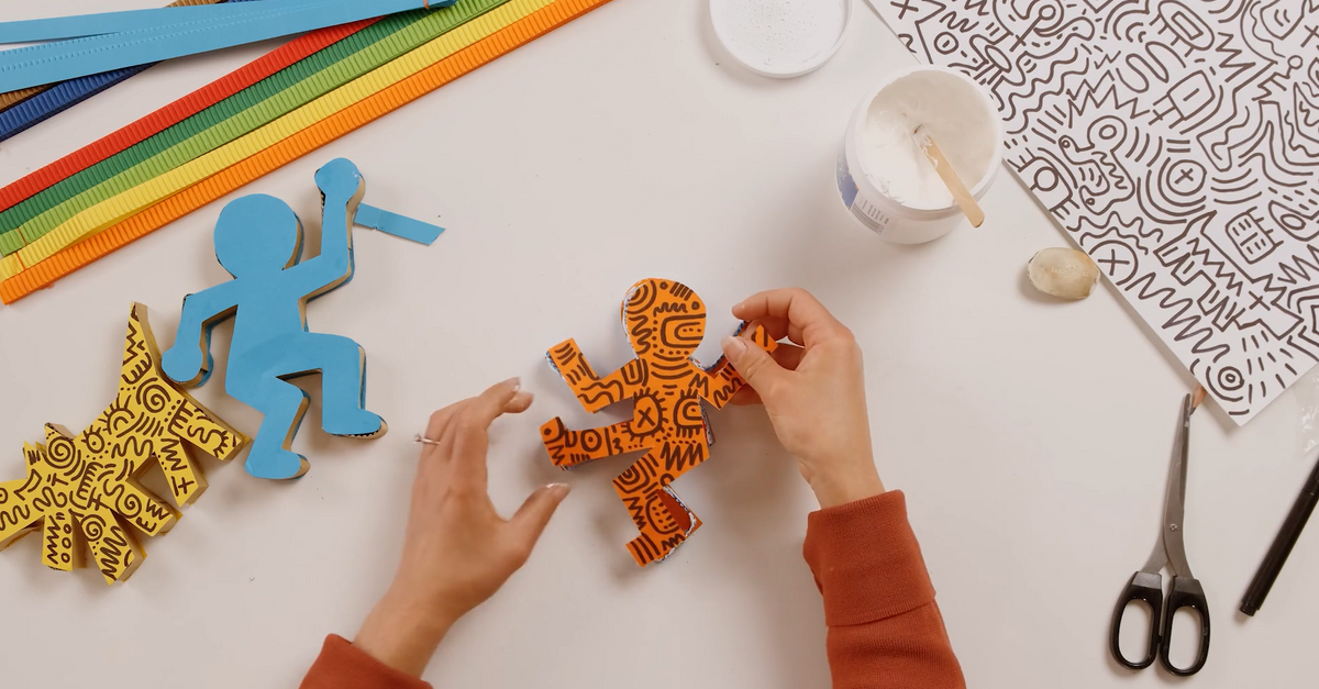 Cardboard Sculpture Inspired By Keith Haring