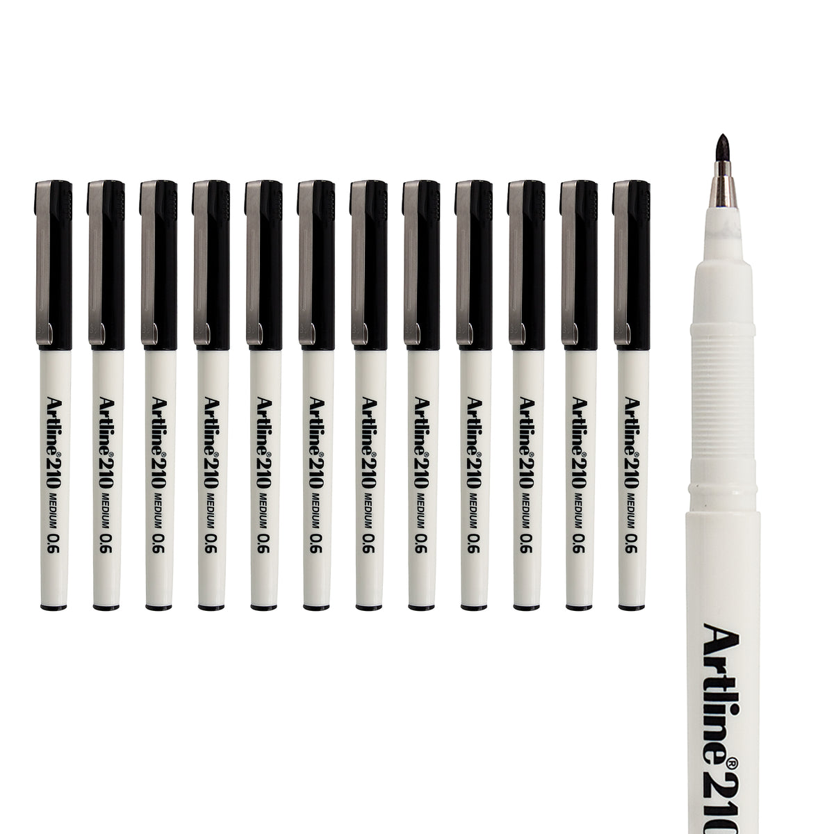 Artline 210 Fineliner Black 0.6 Nib Pack of 12