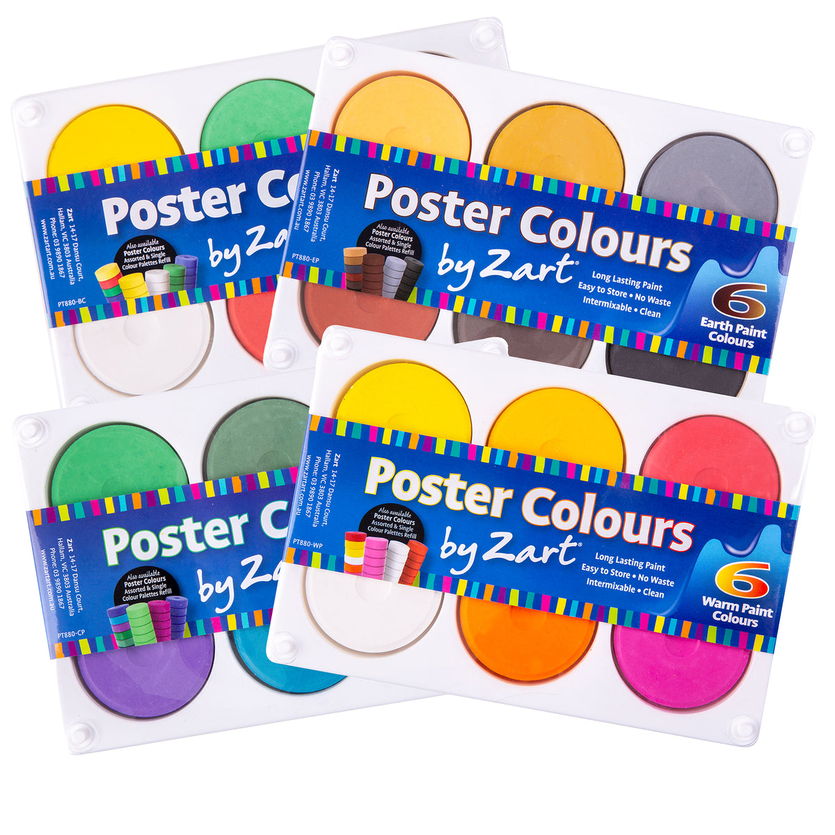 Zart Poster Colours Paint Sets Pack of 4