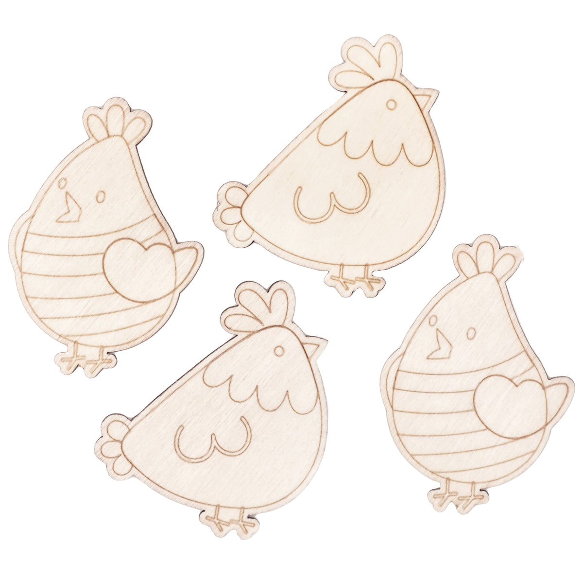 Wooden Easter Chicken Shapes Pack of 4 | Zart