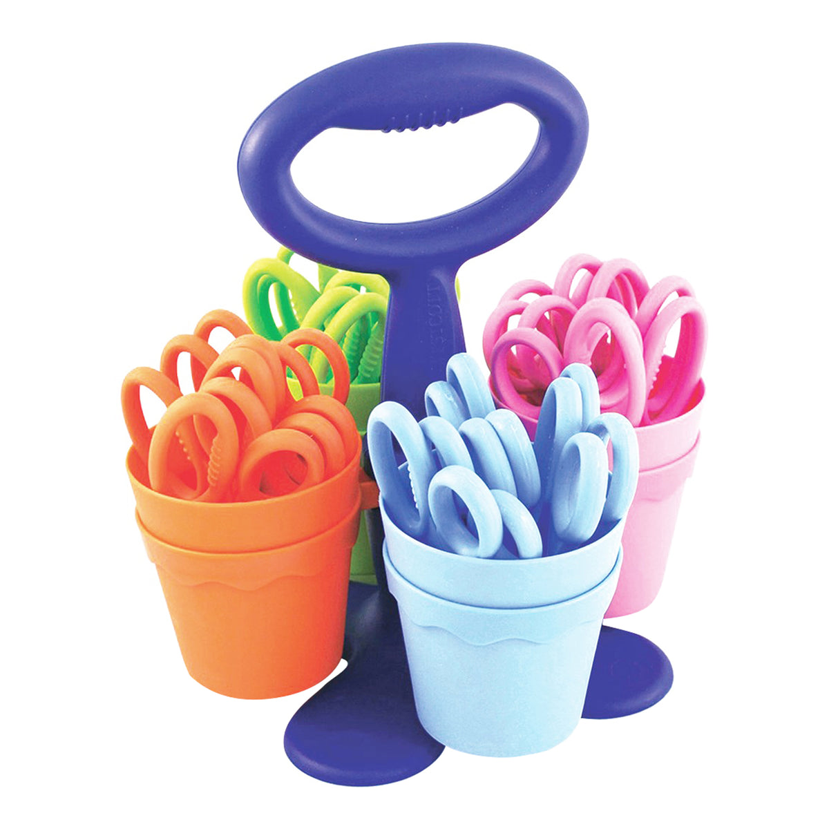 Westcott Carry Caddy with 24 Scissors in Green, Orange, Pink, and Blue ...