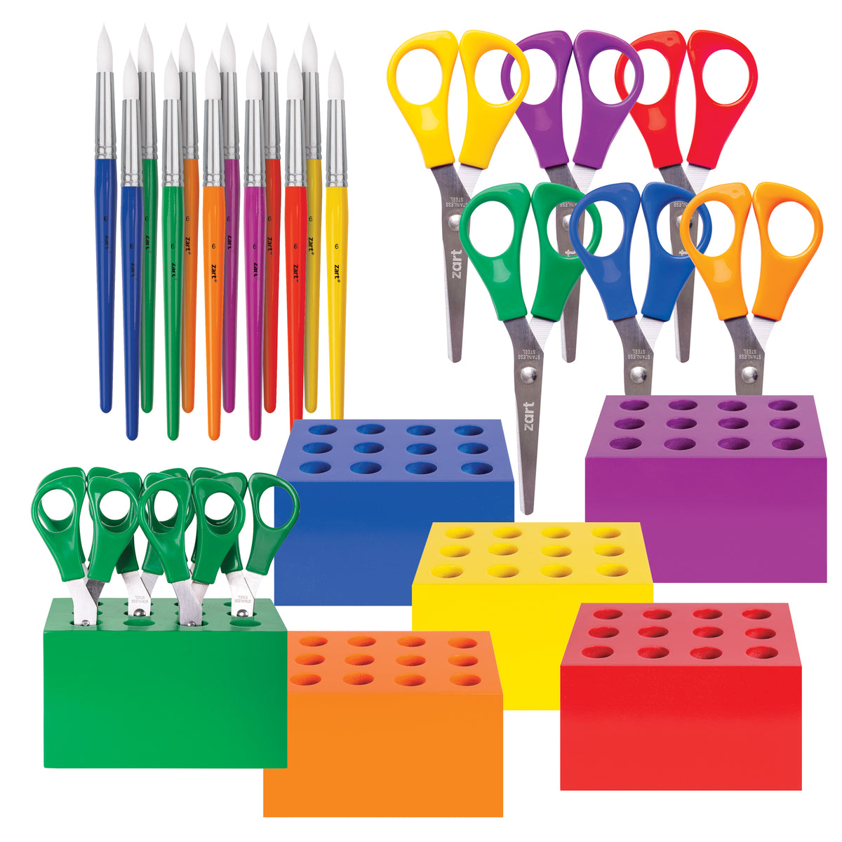 Zart ColourSorts Classroom Brush and Scissor Holder Set