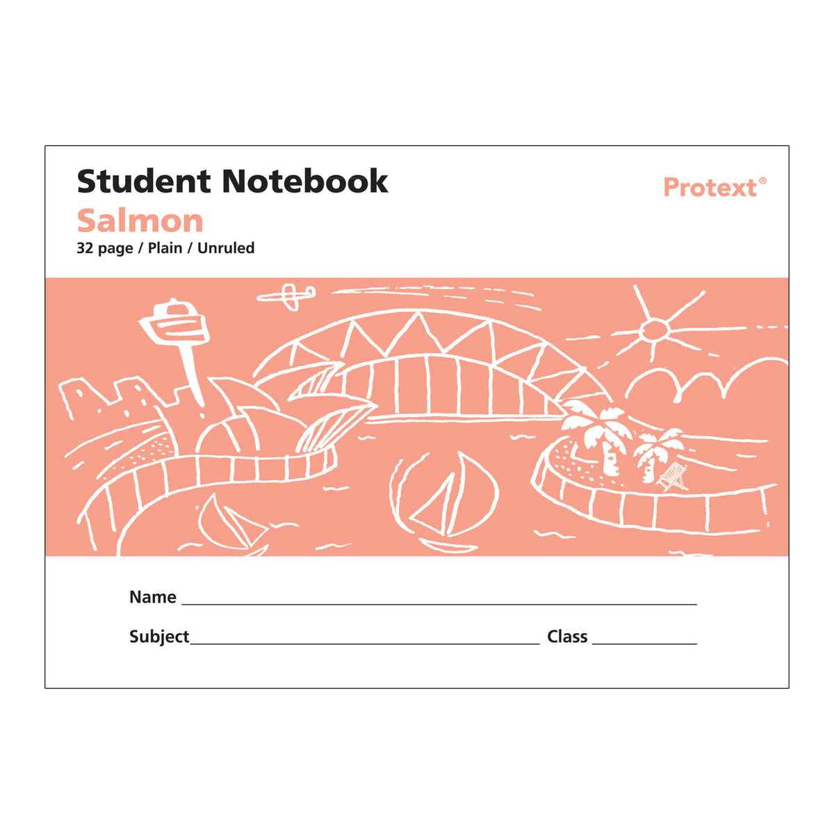 Writer Student Notebook Salmon Plain Pages 250 x 175mm Landscape 32 pa