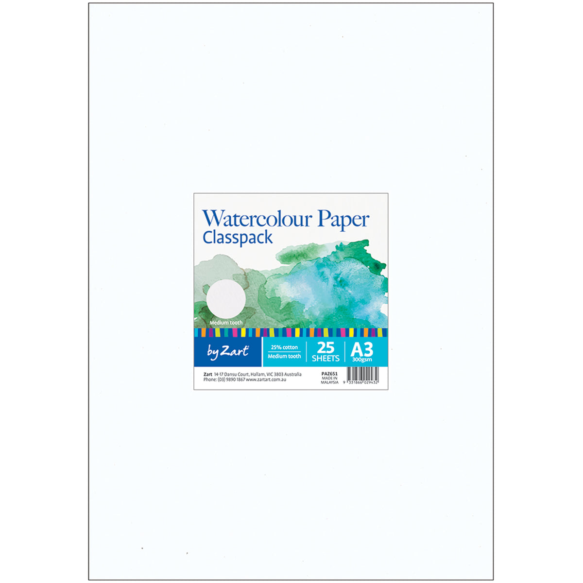 Zart Watercolour Paper Class pack 300gsm A3 Pack of 25 | Zart