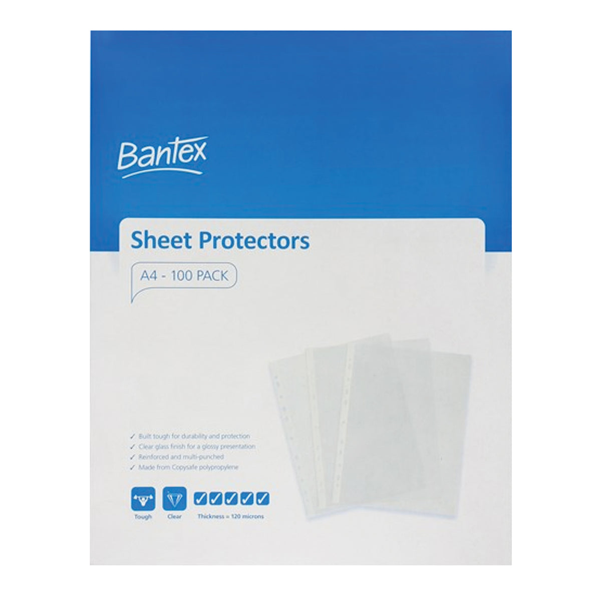 Bantex Sheet Protectors A4 120 micron Pack of 100