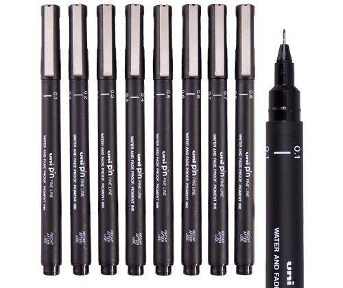 Uni Pin Fine Line Pen Pack of 8