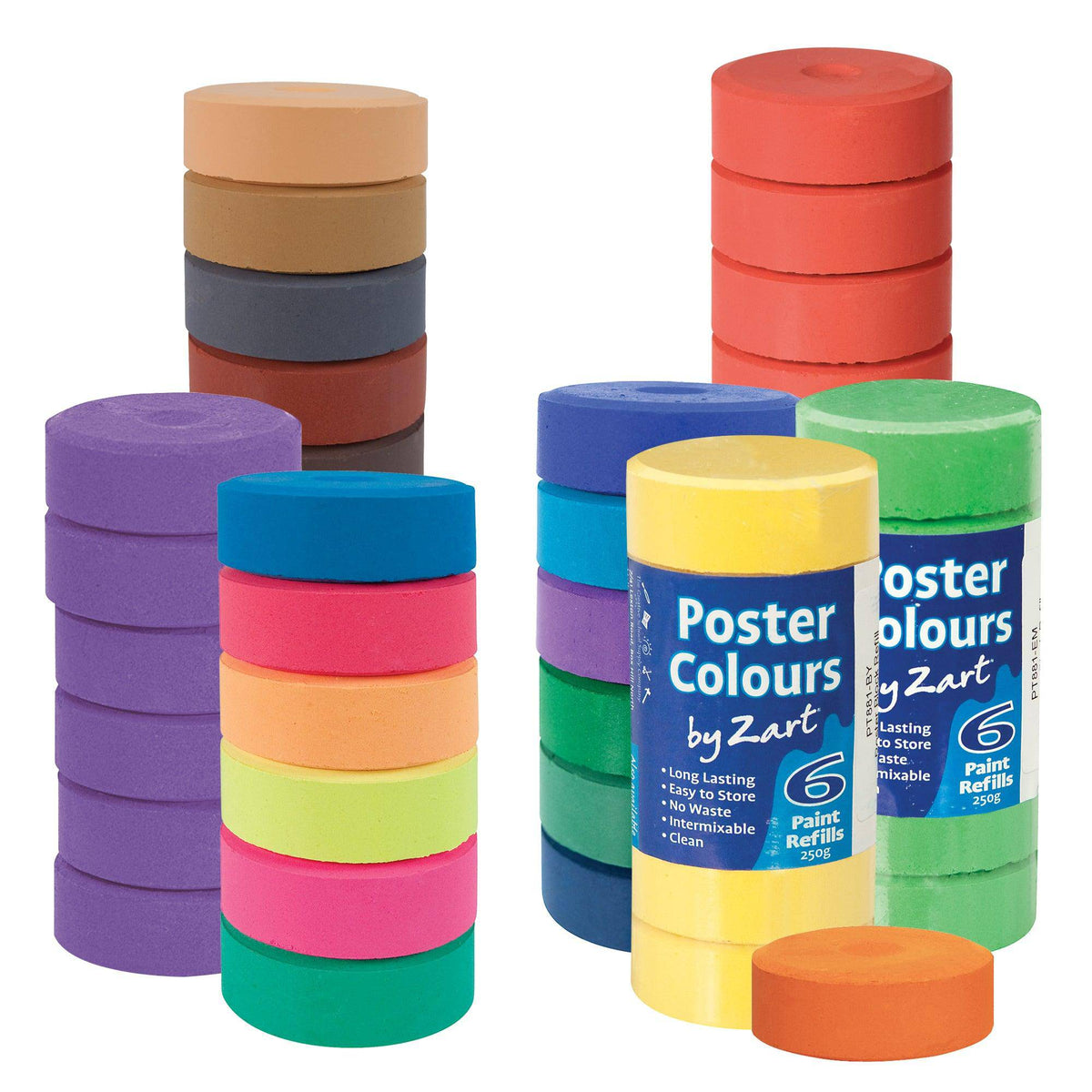 Poster Colours Paint Refills by Zart Pack of 6 | Zart